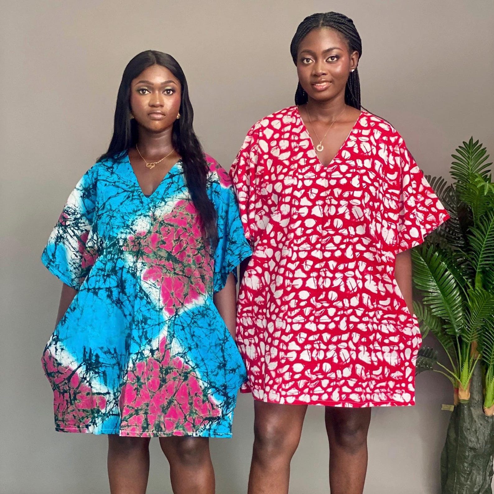 Adire Tie Dye Midi Bubu Dress: African Kaftan With Pockets - Etsy