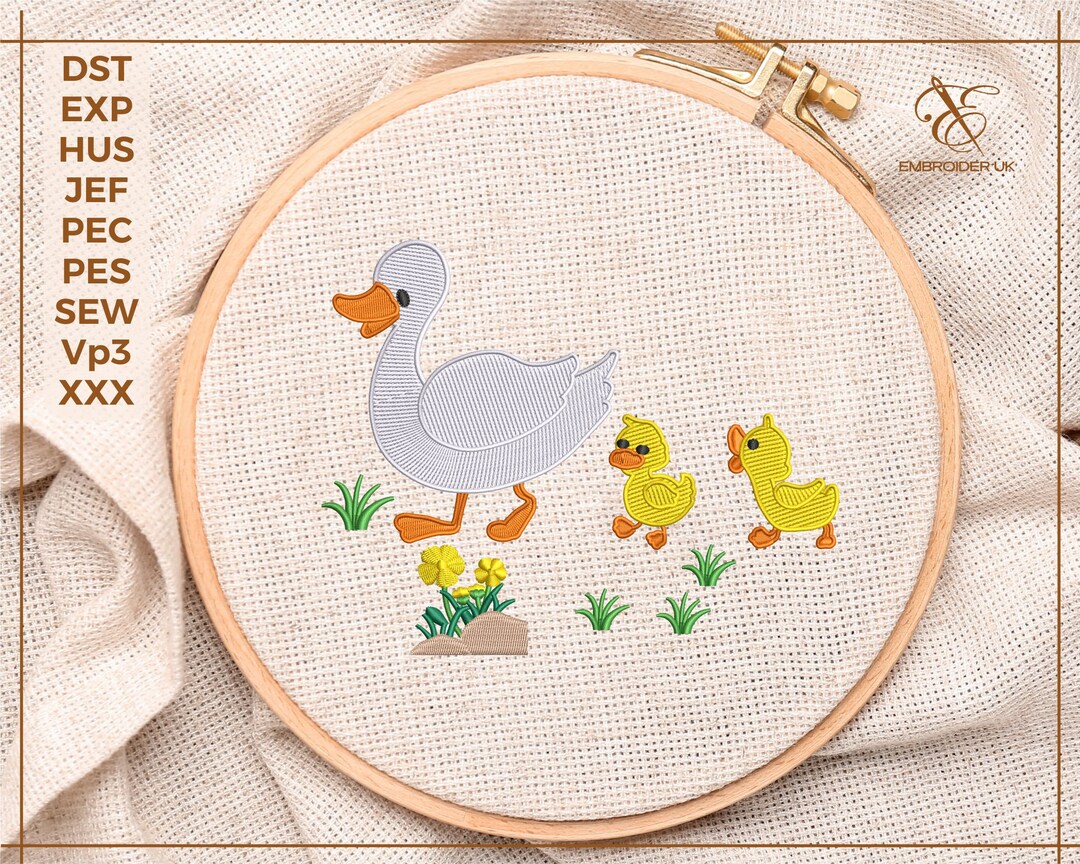 Ducks Embroidery Design, Cute Duck Family Machine Embroidery ...