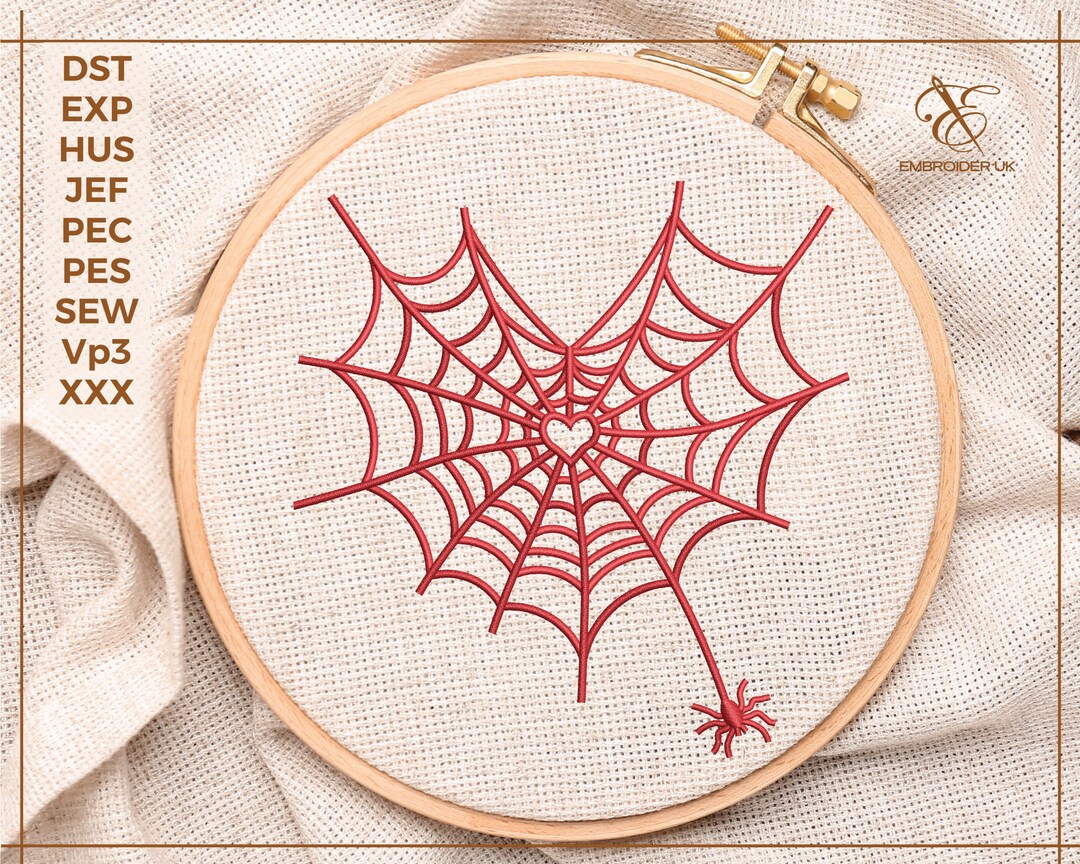 Halloween Spider Web Embroidery Designs, Spiderweb Heart Machine ...