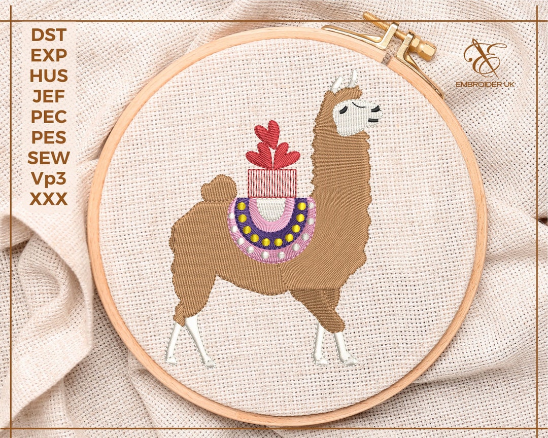 Machine Embroidery Mini Llama Design, Llama Love Embroidery Files, Cute ...