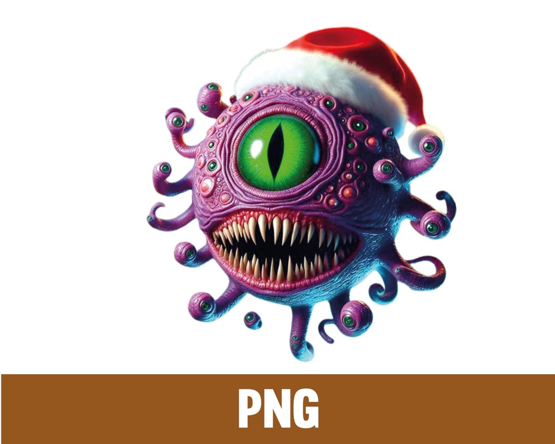 Christmas Beholder With Santa Hat Png, Beholder Png Vector Clipart for ...