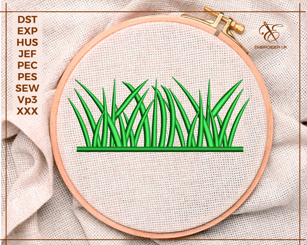 Grass Embroidery Design, Garden Grass Machine Embroidery File, Digital ...