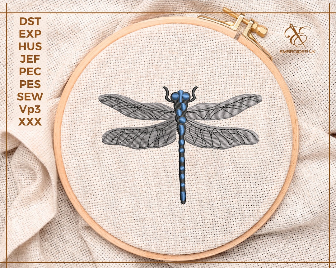 Dragon Fly Embroidery Design, Wildlife Insects Machine Embroidery ...