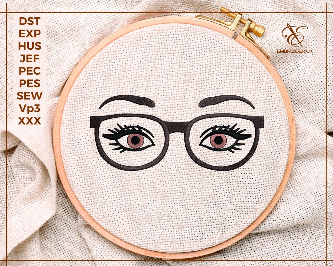Ladies Eyes With Glasses Design, Beautiful Eyes Embroidery Pattern ...