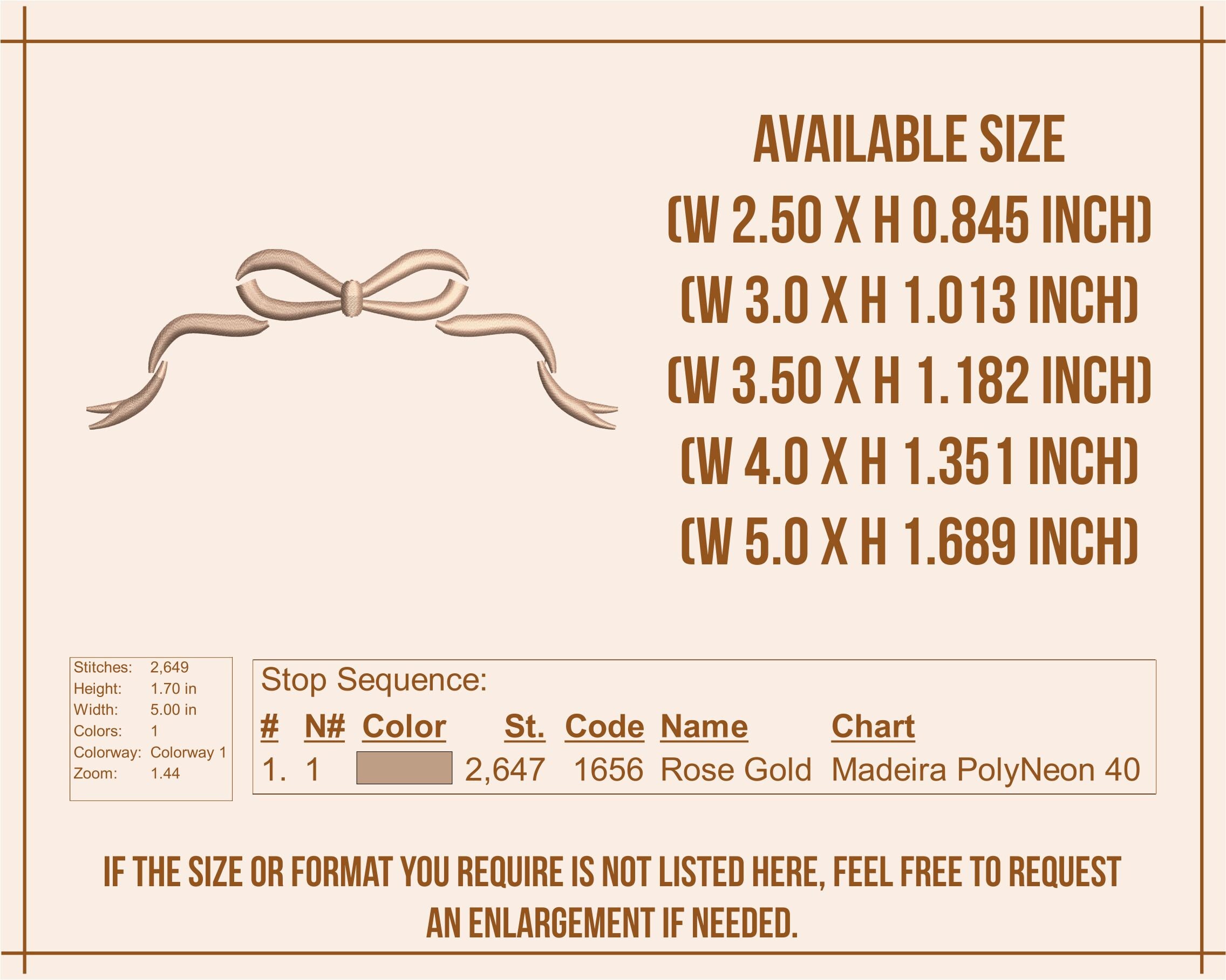 Mini Embroidery Bow Ribbon Design, Bow Files Machine Embroidered Design ...