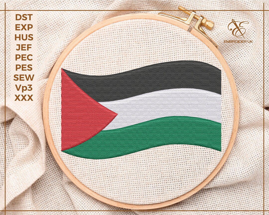 Palestine Machine Embroidery Flag, Elegant Flag Embroidery Design, Gaza ...