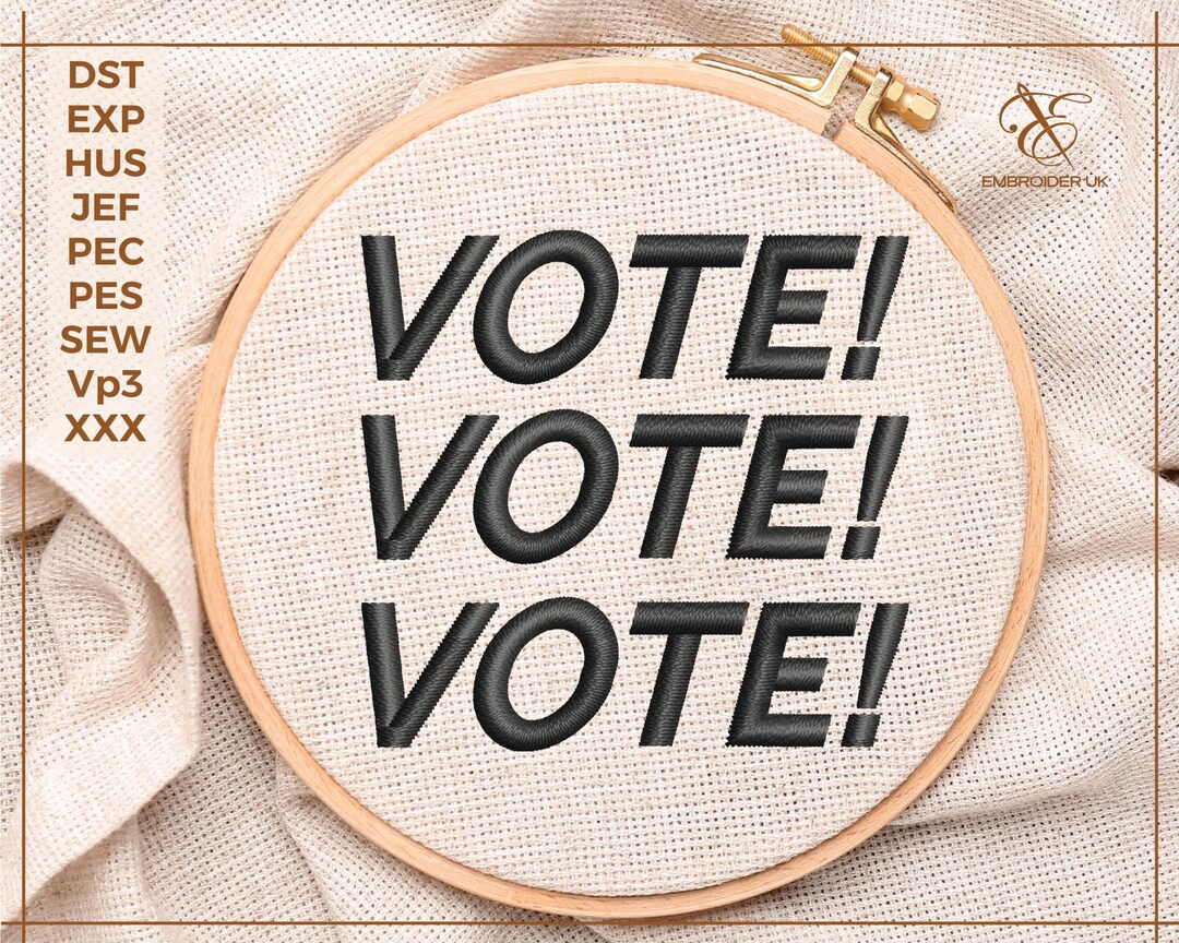 Vote Machine Embroidery Design, Vote Arched Embroidery Patterns, Voting ...