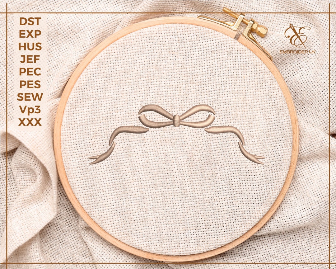 Mini Embroidery Bow Ribbon Design, Bow Files Machine Embroidered Design ...