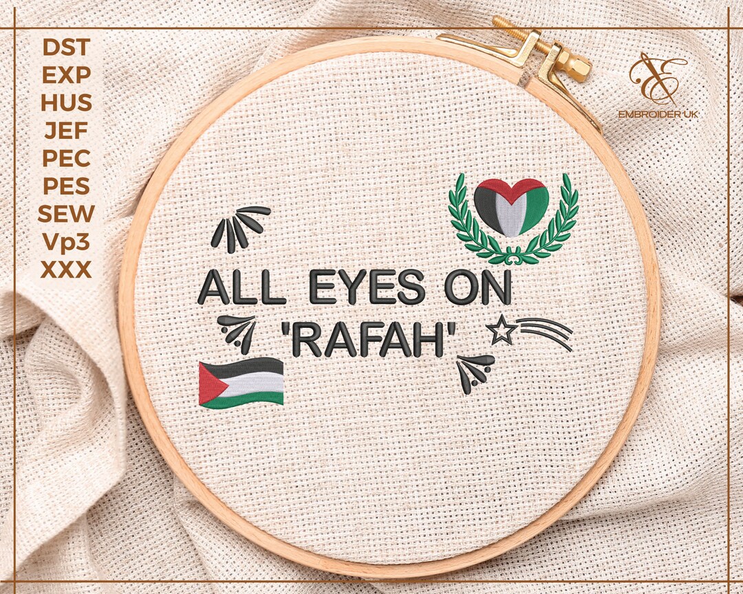 All Eyes on Rafah Design, Adorned With Hearts and Leafy Branches ...