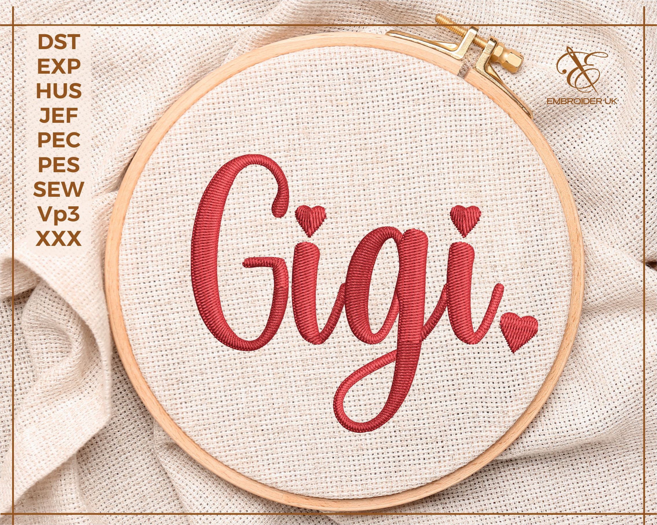 Gigi Embroidered File, Mothers Day Design Machine Embroidery, Instant ...