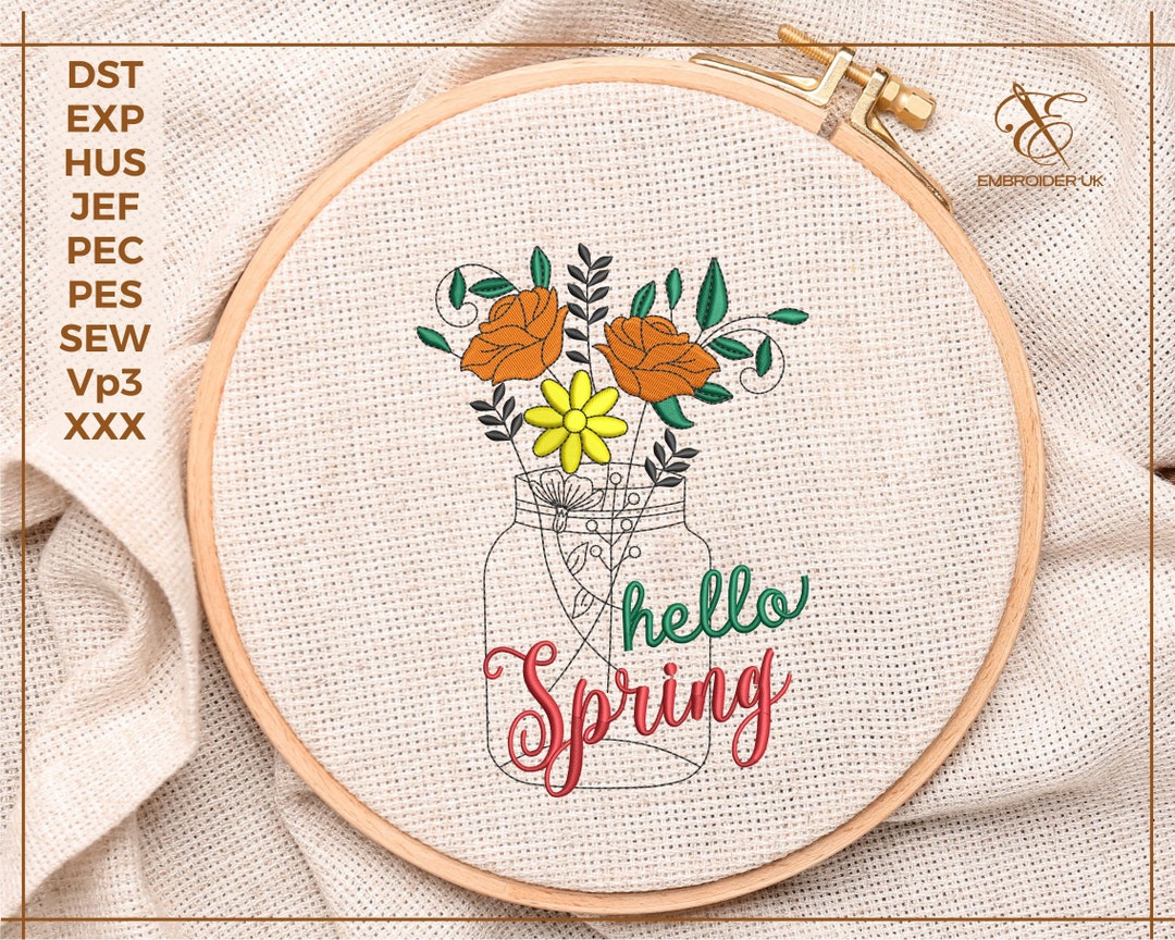 Mini Flower Jug Machine Embroidery, Spring Floral Embroidery Design ...