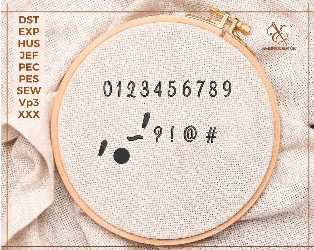 0-9 Numbers With Symbols Embroidery, Punctuation Marks, Digital Machine ...
