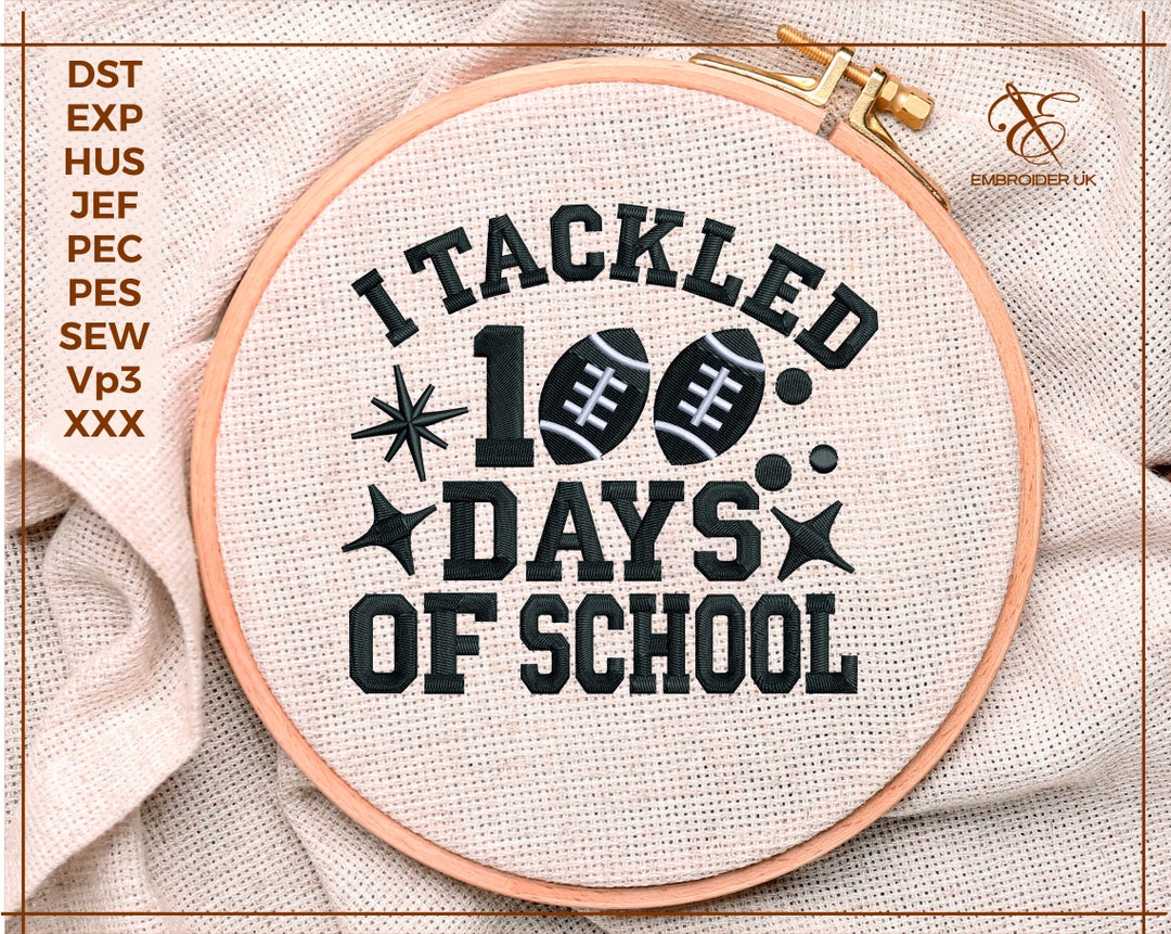 School Logo Embroidery, Machine Embroidery, 100th Day of School ...