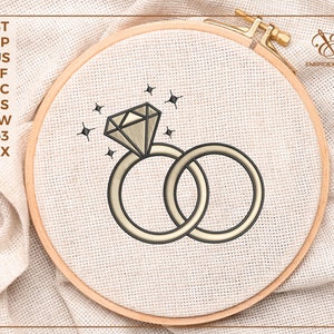 Diamond Ring Machine Embroidery Design, Wedding Ring Embroidery File ...
