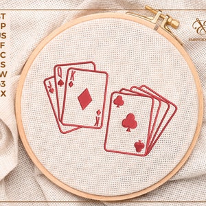 Machine Embroidery Playing Cards Design, Digital Embroidered Cards ...