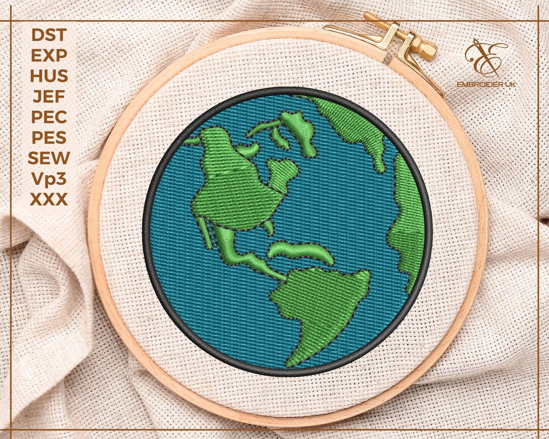 Planet Earth Embroidery Designs, Earth Globel Machine Embroidery, Solar ...