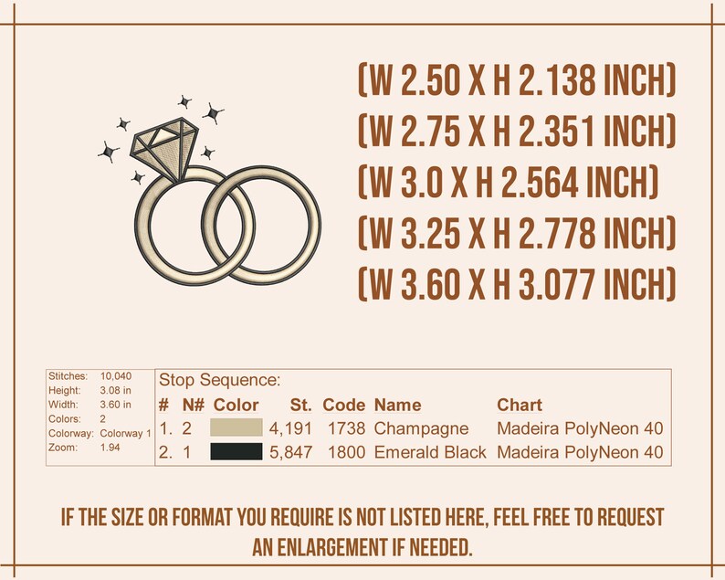 Diamond Ring Machine Embroidery Design, Wedding Ring Embroidery File ...