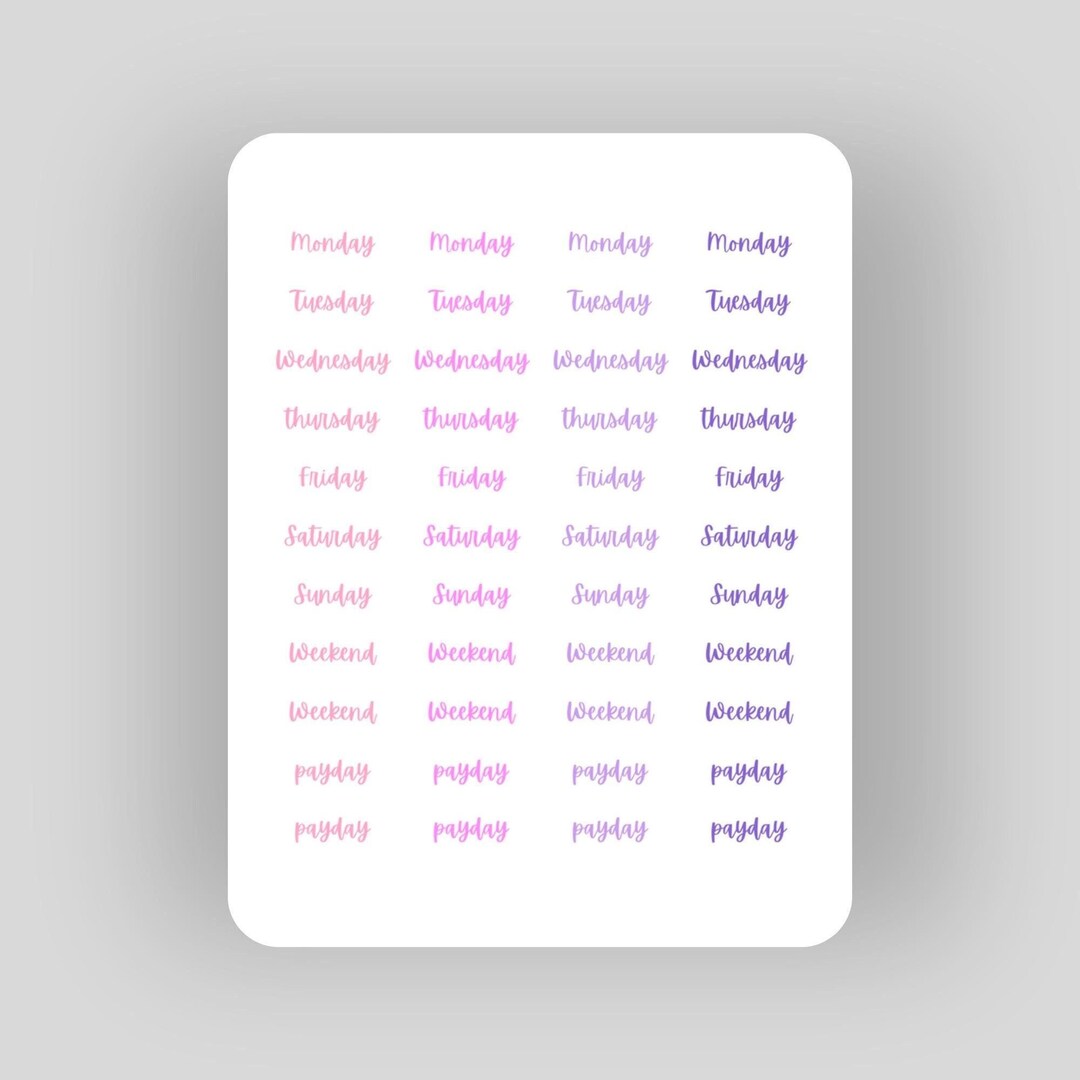 Weekly Header Sticker Kit Pink and Purple Headers for Planning Cute ...