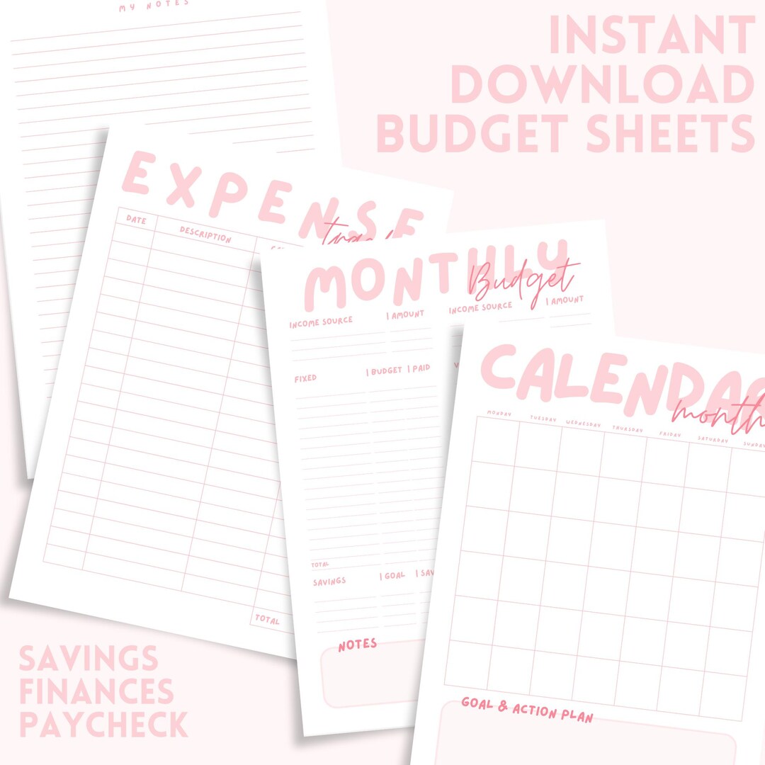 Pink Paycheck Budget Planner Printable: Finance Tracker (digital ...