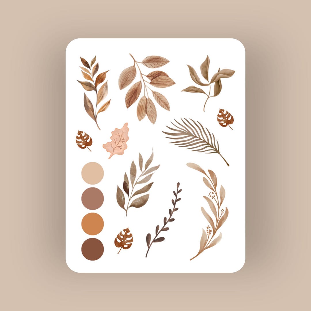 Brown Leaves Sticker Set: Scrapbooking, Journaling - Etsy