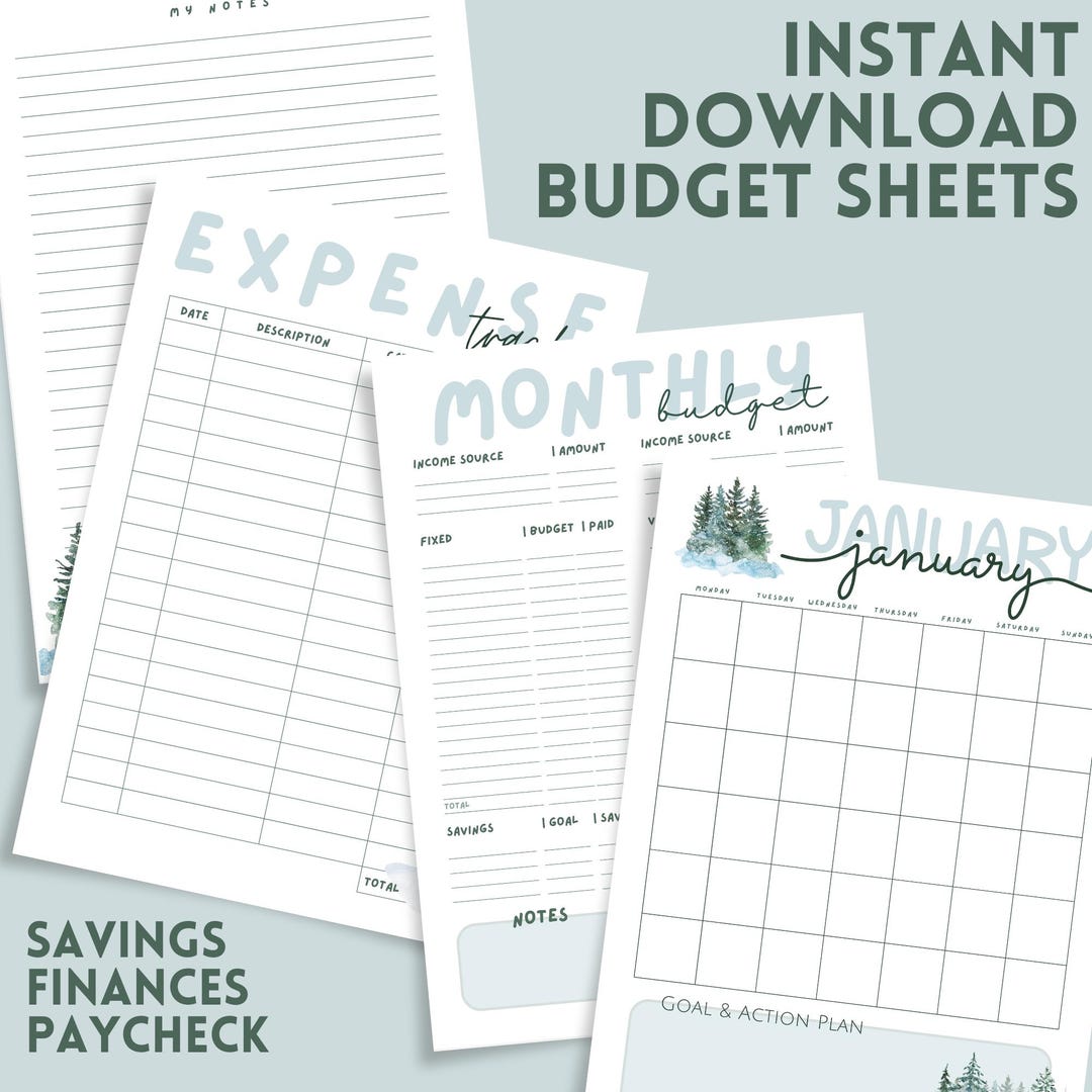 Winter Woods Printable Budget Planner by Paycheck Green PDF Finance ...