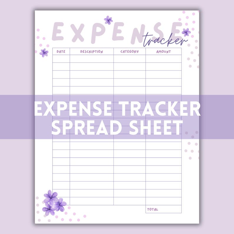 Purple Floral Budget Planner: Printable Finance Tracker (digital ...