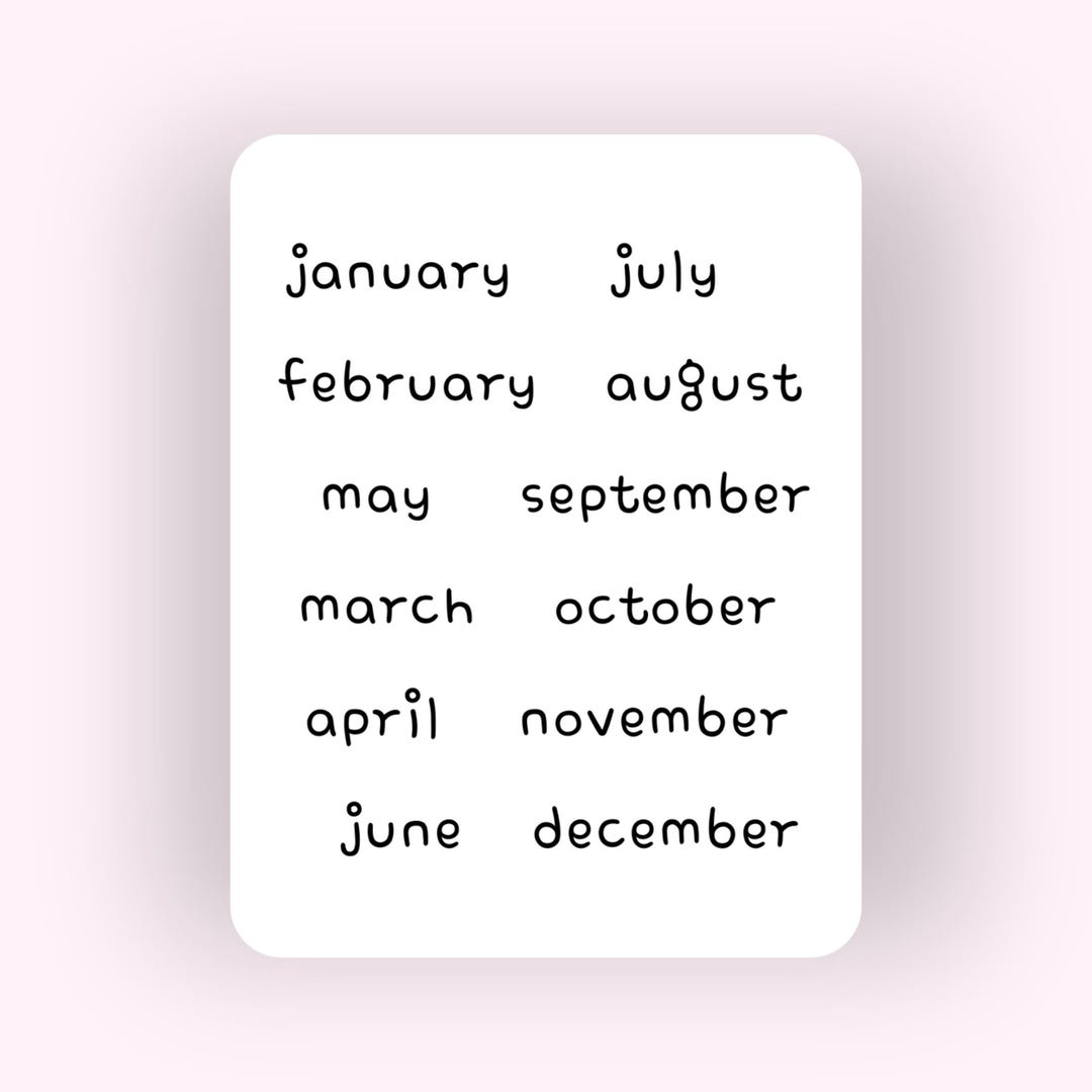 Monthly Header Stickers | Planner Title Stickers for Scrapbooking - Etsy