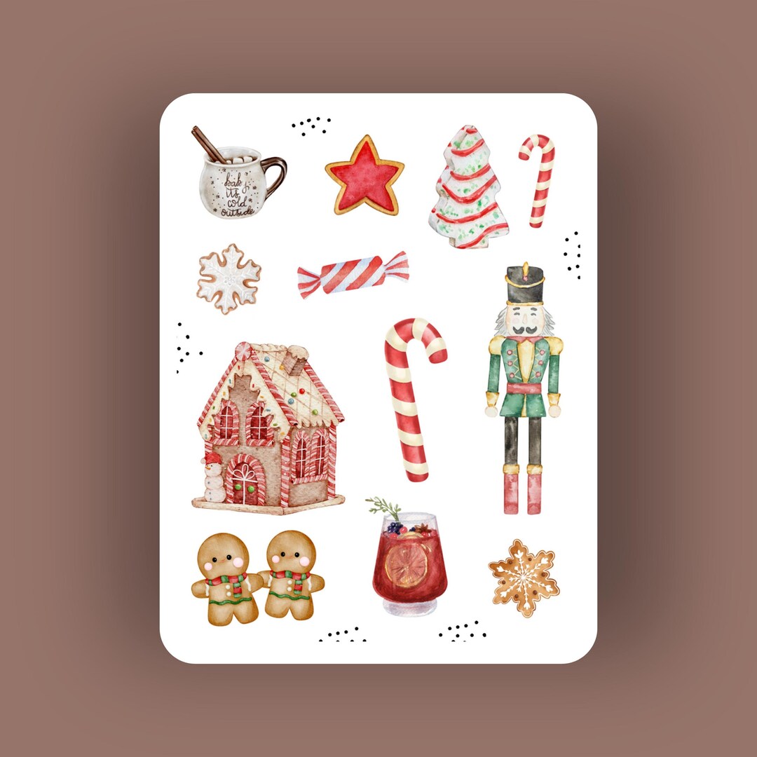 Christmas Sticker Sheet: Candy Cane, Gingerbread House Mini Stickers - Etsy