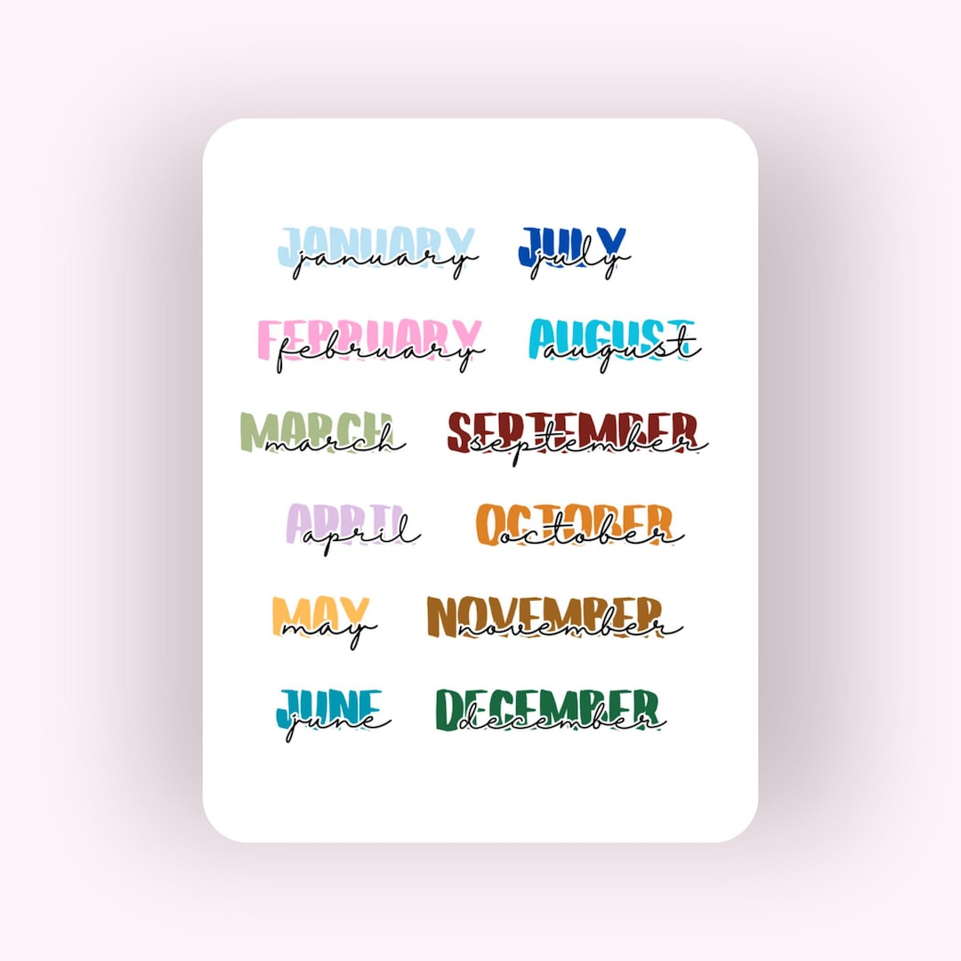 Monthly Header Stickers for Planning Colorful Sticker Kit for January ...