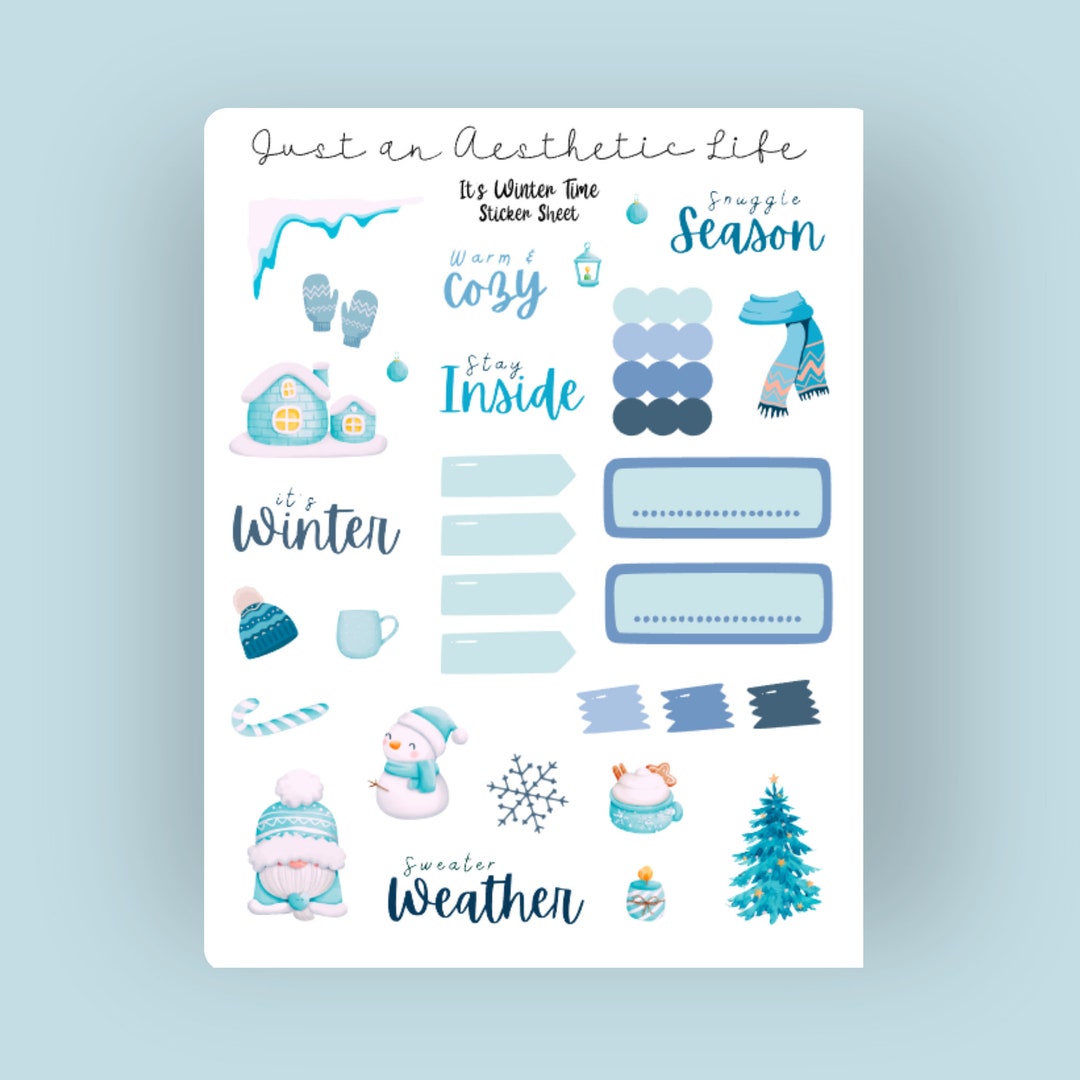 Winter Sticker Sheet for Planners Plan With Me Sticker Sheet Kit Blue ...