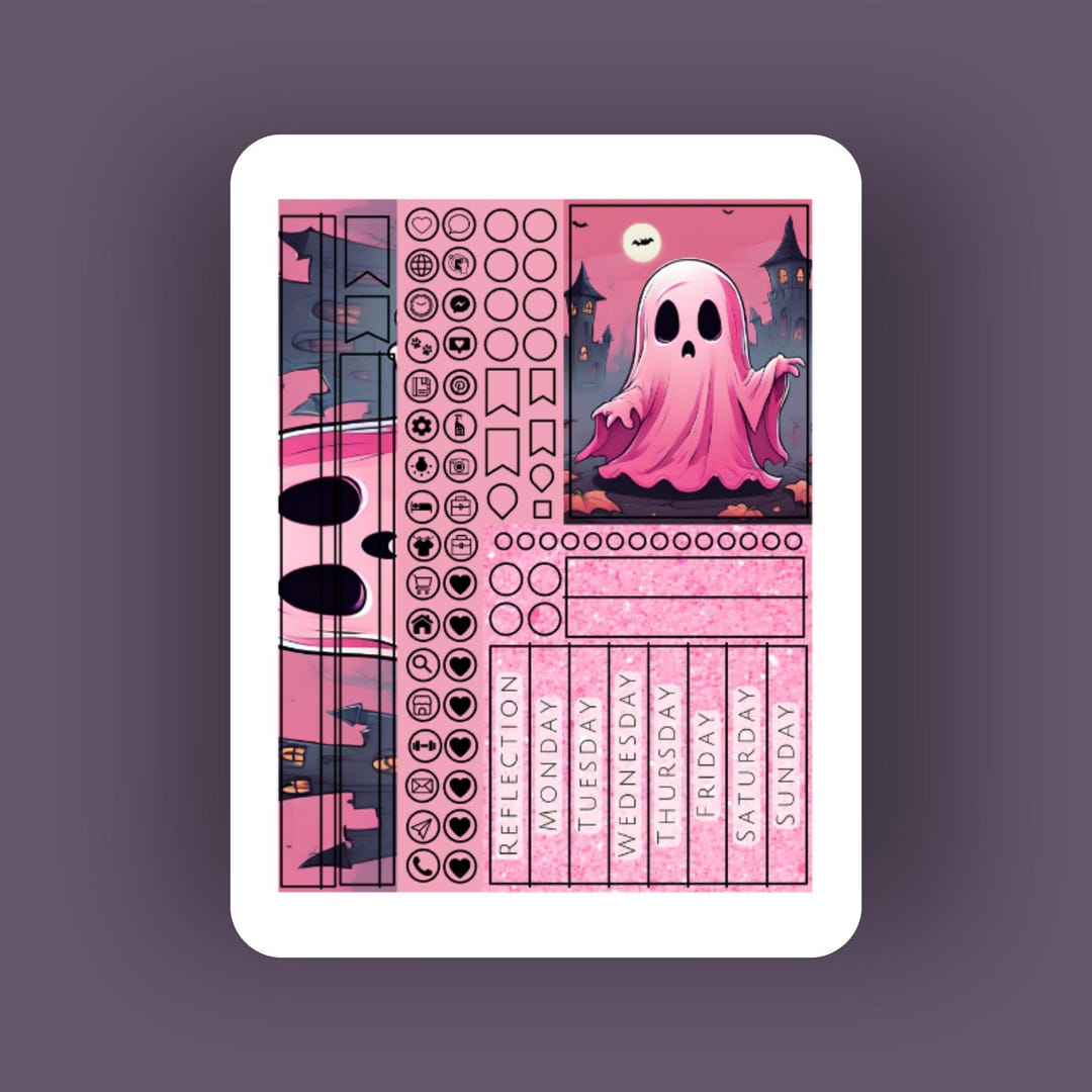 Halloween Spooky Ghost Sticker Sheet Ghost Planning Stickers Bullet ...