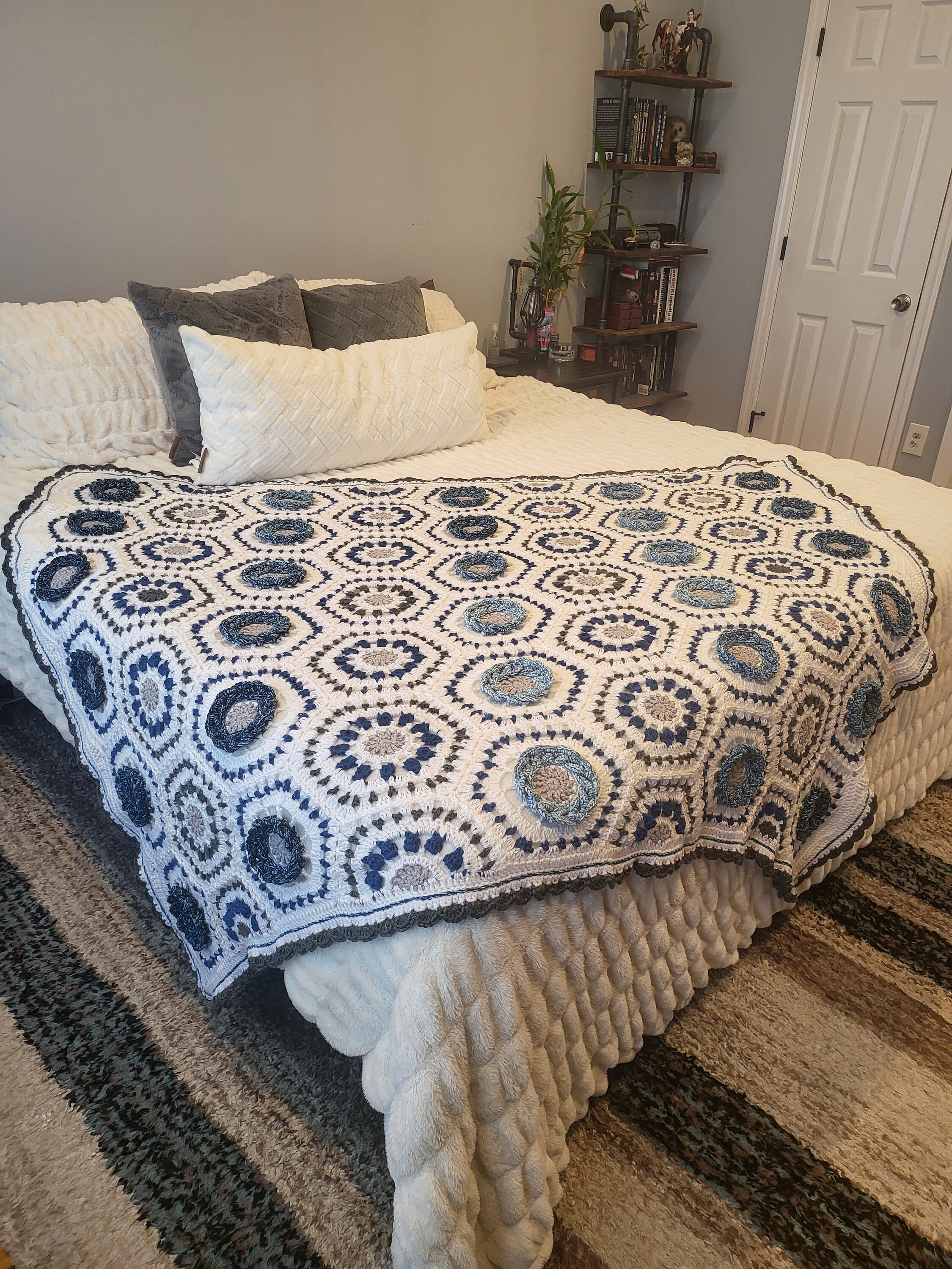 Afghan Braided Chains Blue and White - Etsy