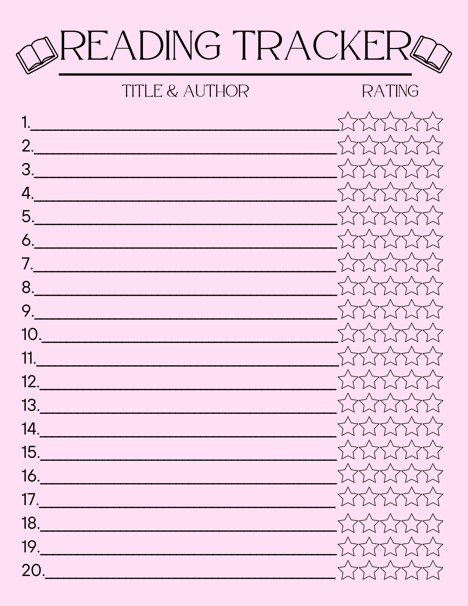 Reading Tracker PDF Printable File - Etsy