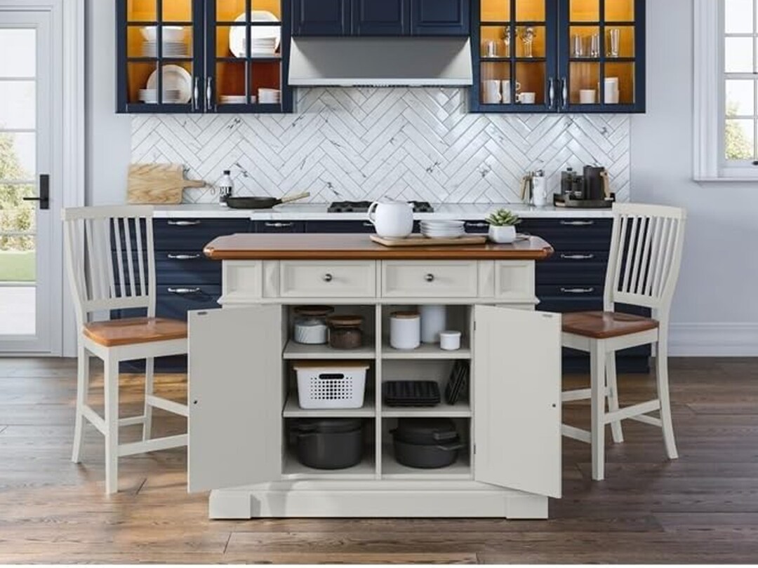 3 Piece Kitchen Island Set With Drop-leaf Countertop Handmade - Etsy