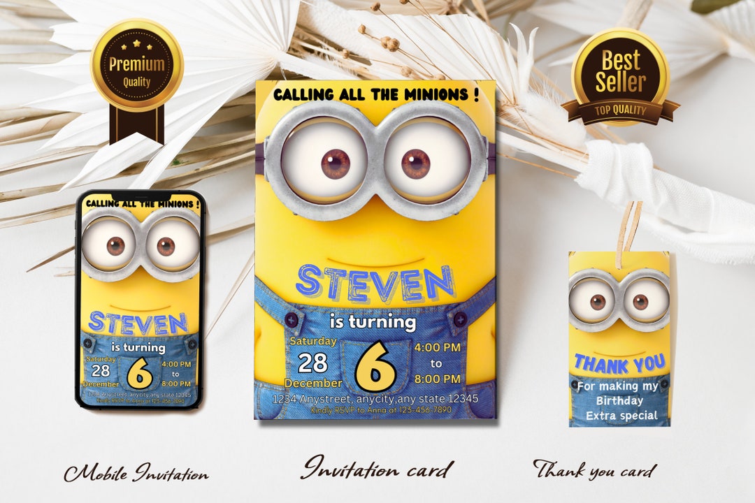 Editable Minion Birthday Invitation Template | Cute Minion Theme ...