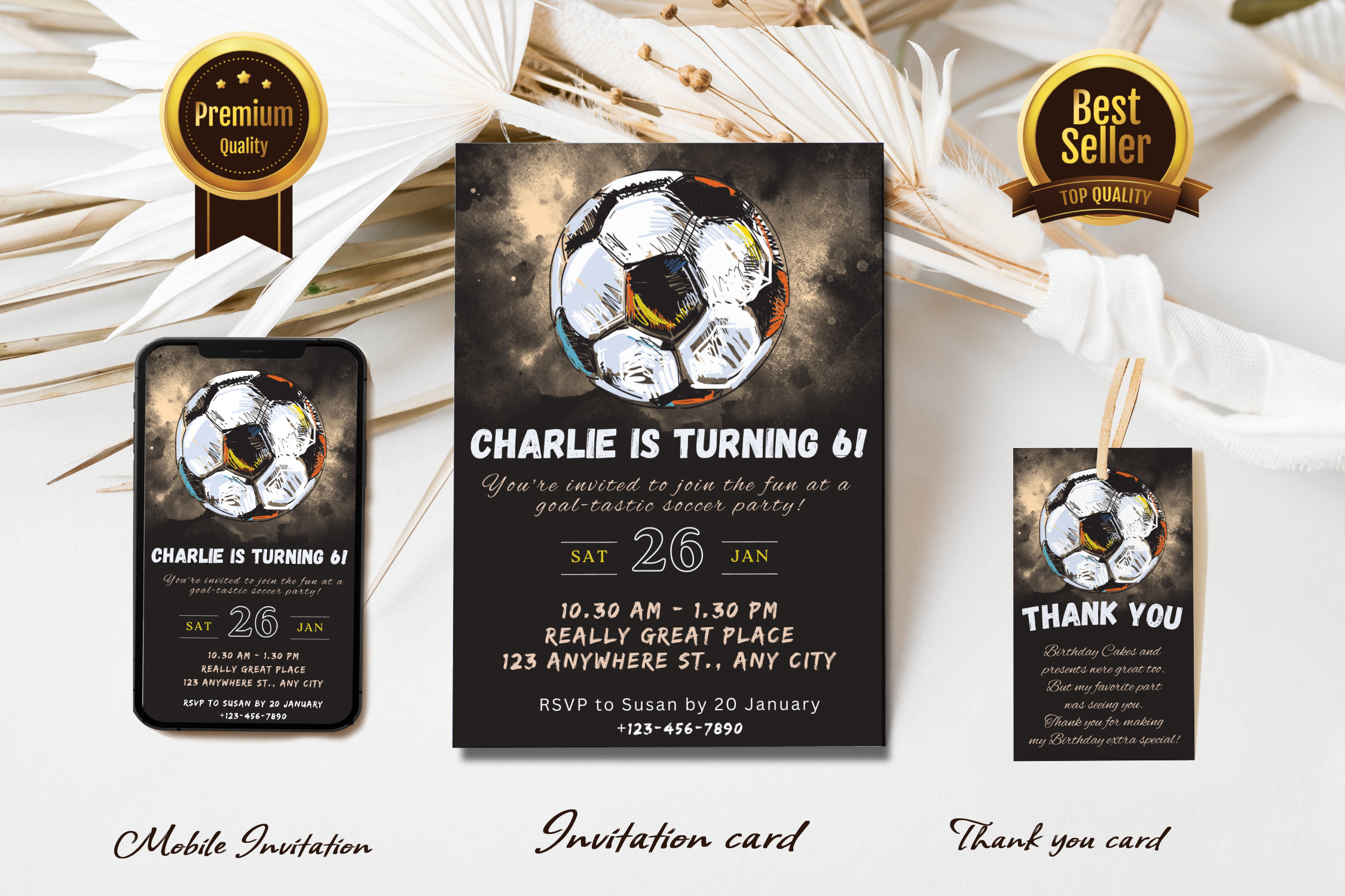 Editable Soccer Invitation Template | Soccer Theme Birthday Party| Let ...