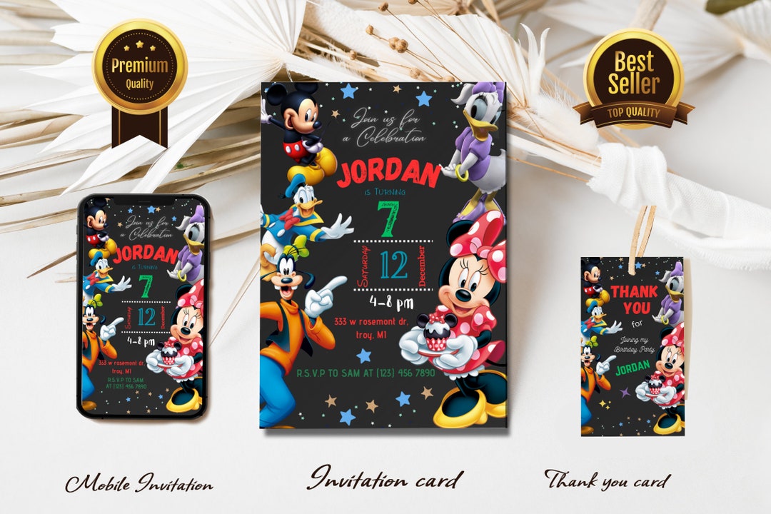 Editable Disney Clubhouse Invitation Template Mickey Mouse Birthday ...