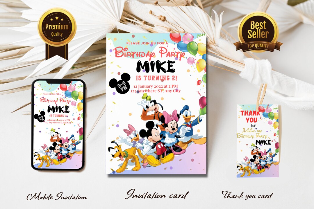 Editable Disney Clubhouse Invitation Template | Mickey Mouse Birthday ...
