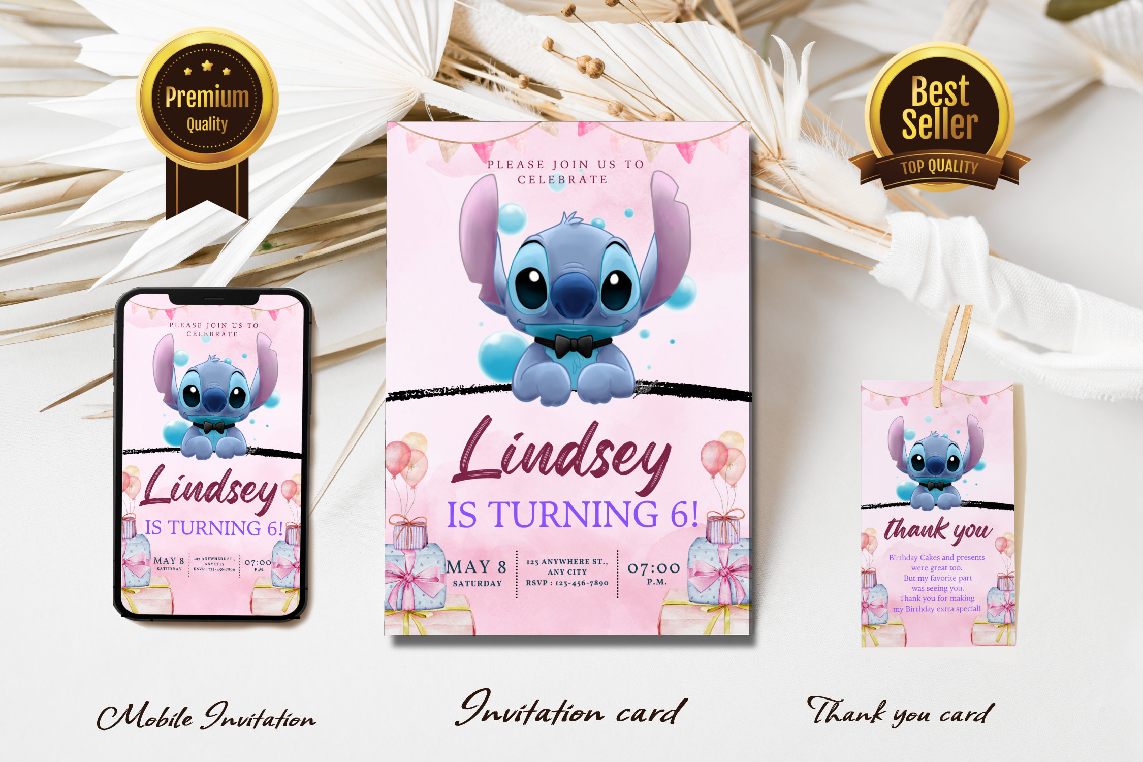 Editable Stitch Birthday Invitation Template | Cute Stitch Boy and Girl ...