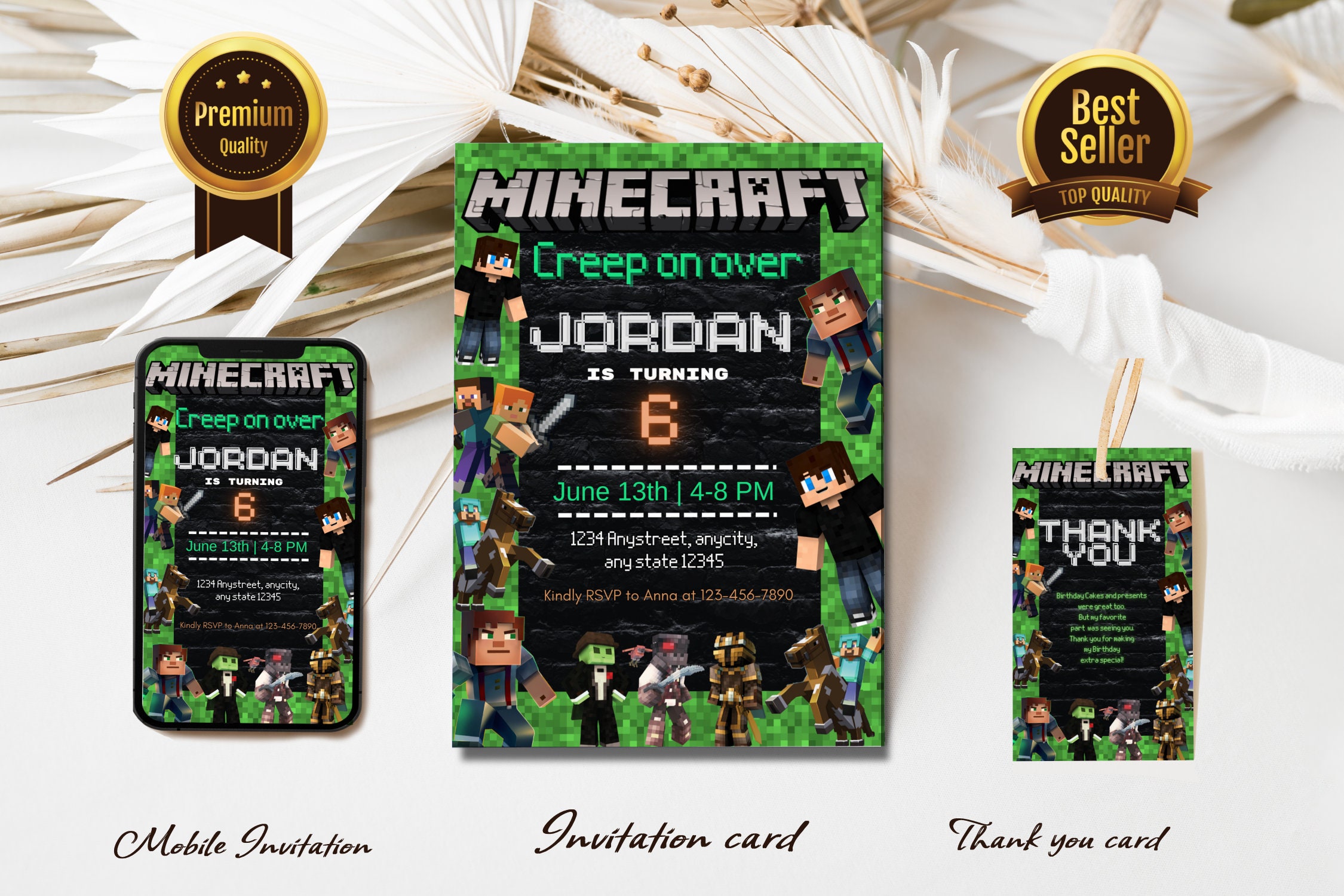 Editable Minecraft Birthday Invitation Template Minecraft Theme ...