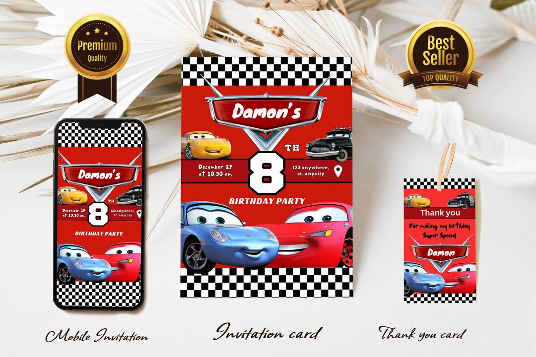 Editable Cars Birthday Invitation Template | Lightning Mcqueen Birthday ...