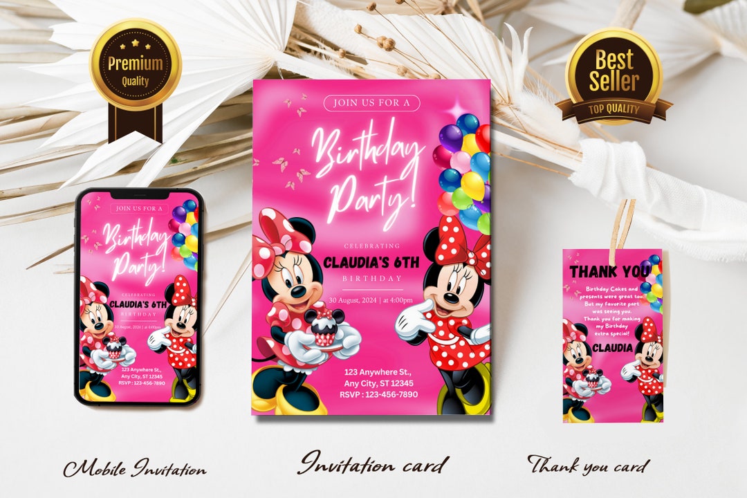 Editable Sassy Minnie Mouse Invitation Template | Minnie Mouse Birthday ...