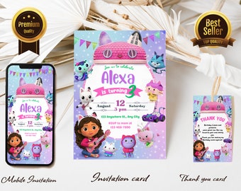 Gabbys Dollhouse Invitation, Birthday Invitation, Gaby, Pandy, Birthday ...