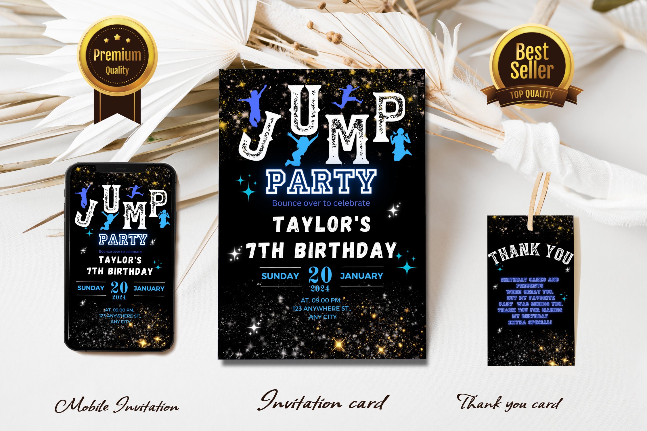 Editable Trampoline Park Birthday Invitation | Printable Jump Party ...