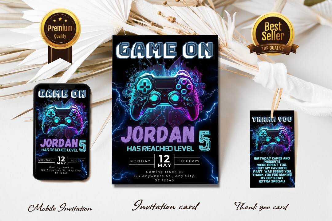 Editable Game on Invitation Template | Video Game Theme Birthday Party ...