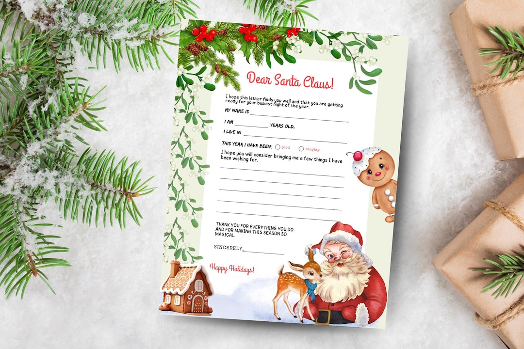 Letter to Santa Template Easy to Print Christmas Fun Holiday Letters ...