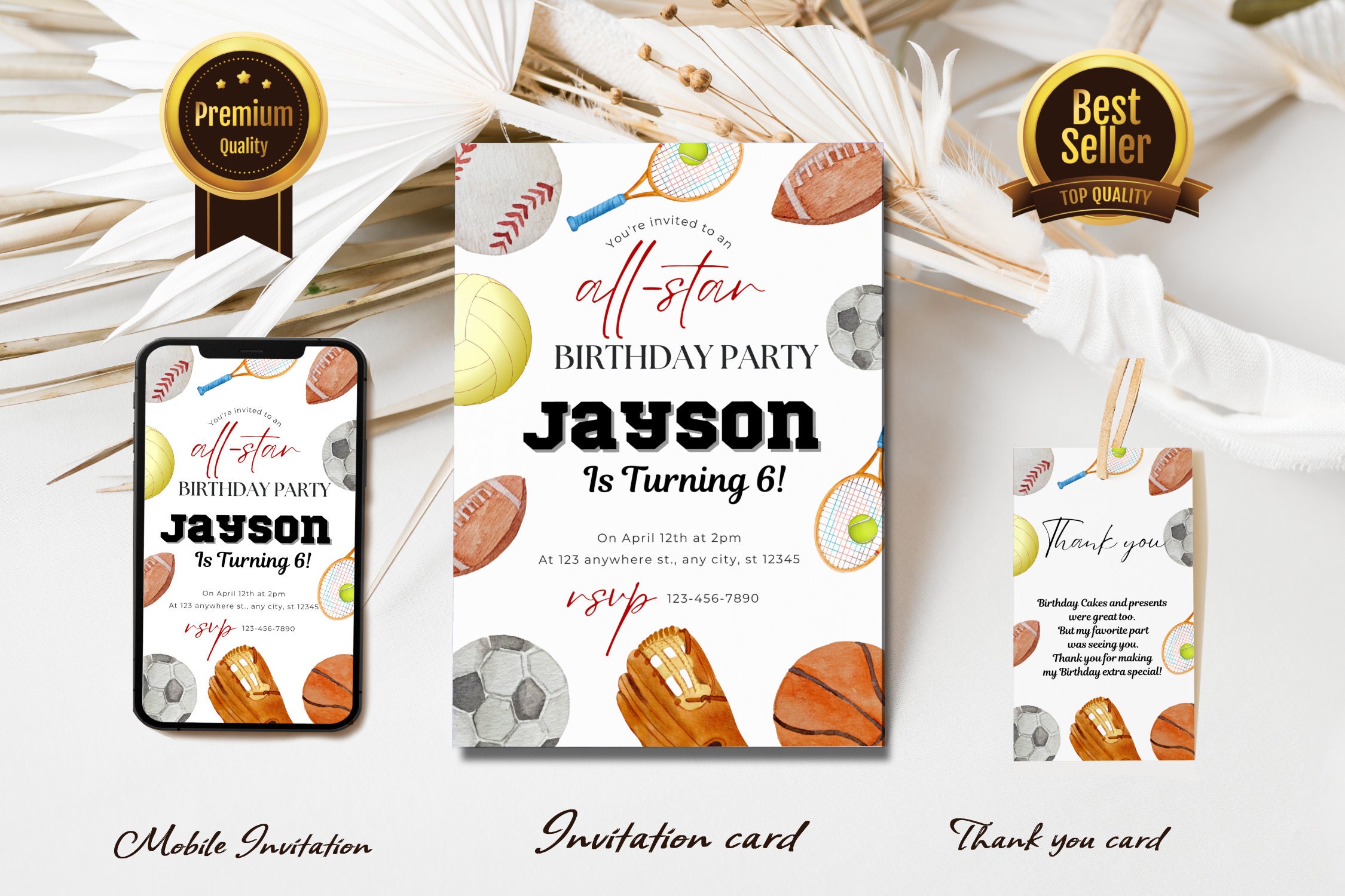 Editable All-star Birthday Invitation Template | Sports Theme Birthday ...