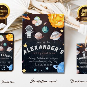 Editable Outer Space Birthday Invitation Template | Cute Astronaut and ...