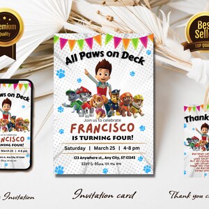 Editable Paw-ty Theme Invitation Template | All Paws on Deck Birthday ...