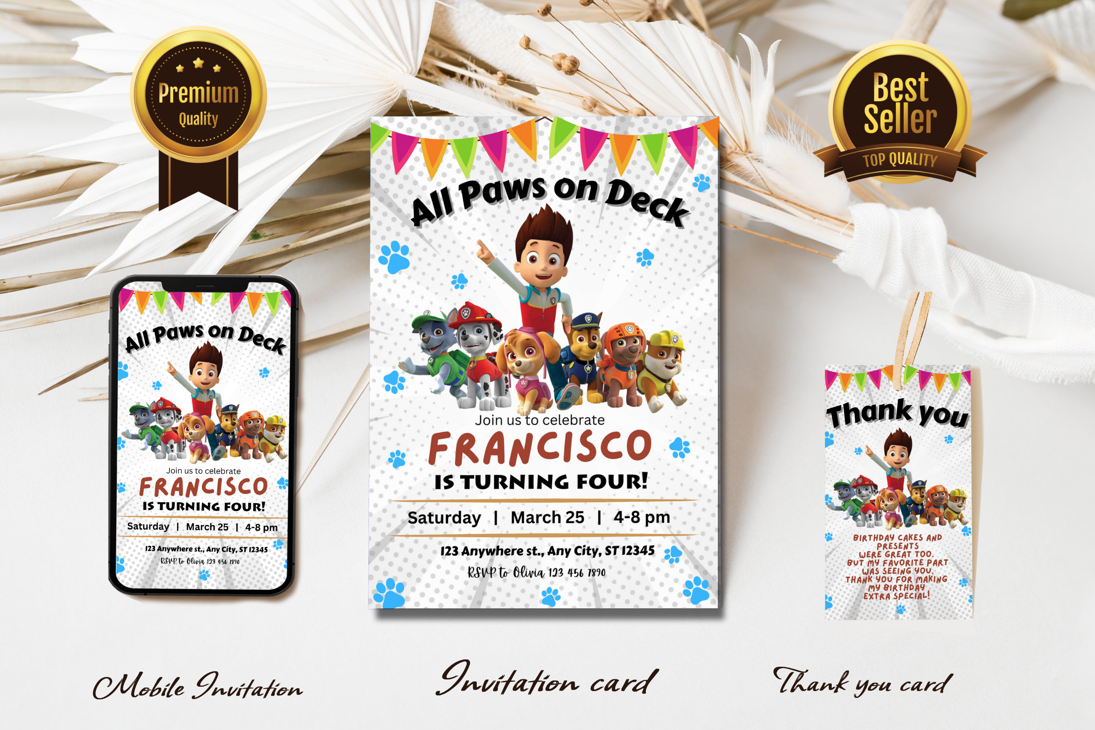 Editable Paw-ty Theme Invitation Template | All Paws on Deck Birthday ...